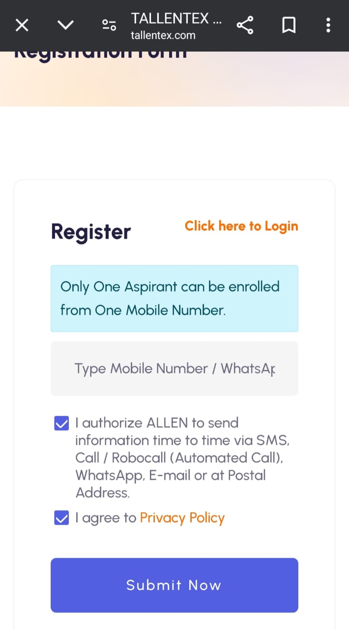 Tallentex Exam 2025 Registration : Allen Scholarship Test Tallentex ...